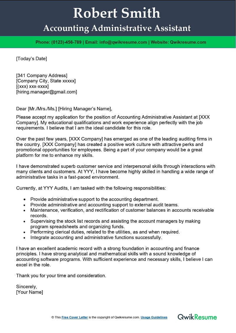 Accounting Associate Cover Letter Examples QwikResume