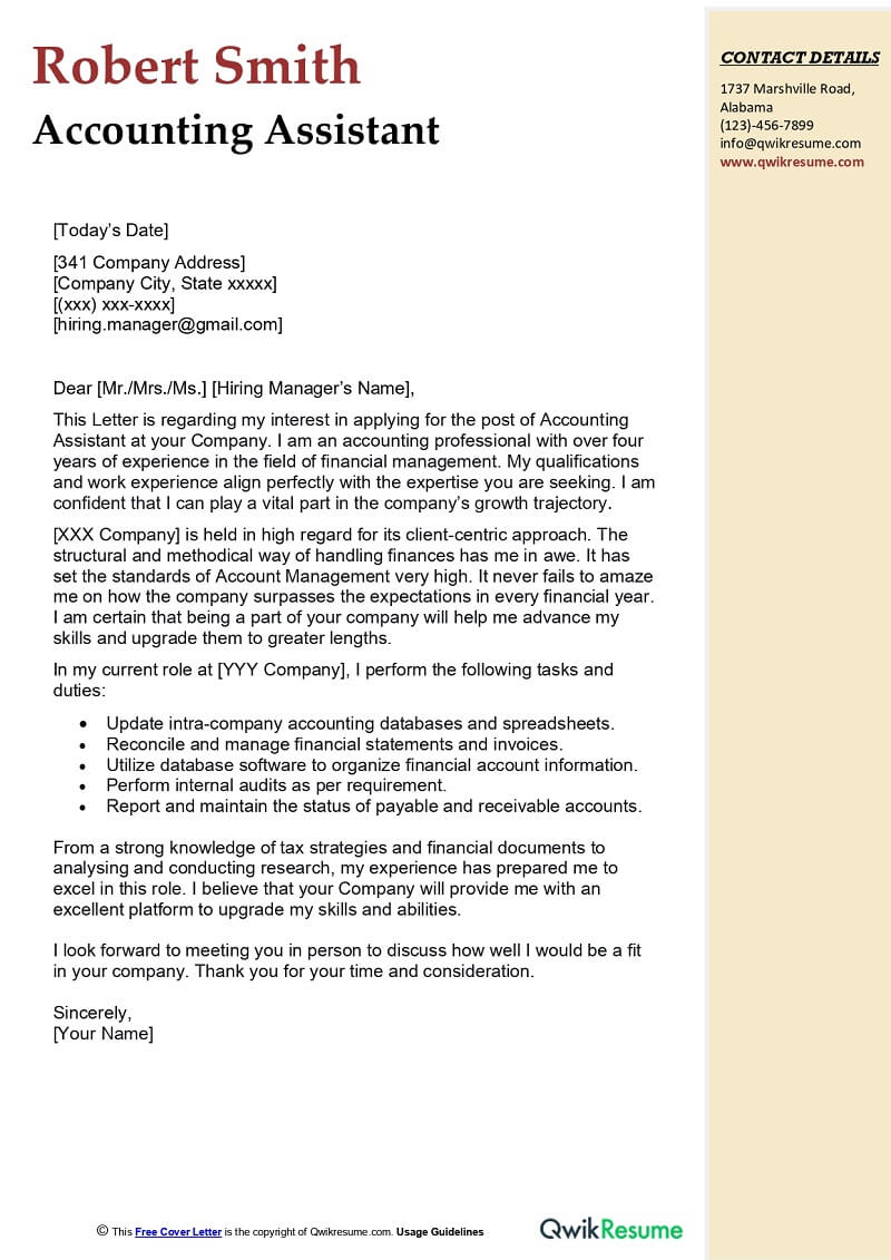Accounts Assistant Cover Letter CharleneFletcher Blog