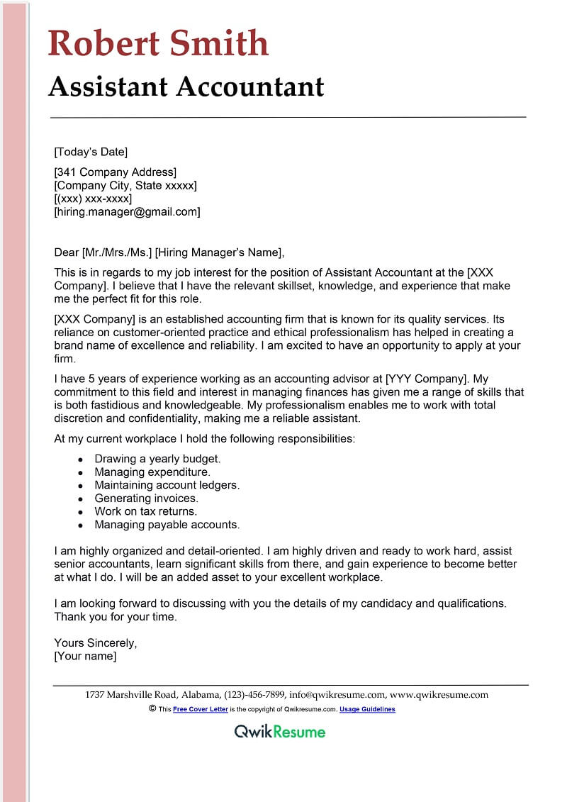 Accounts Assistant Cover Letter CharleneFletcher Blog