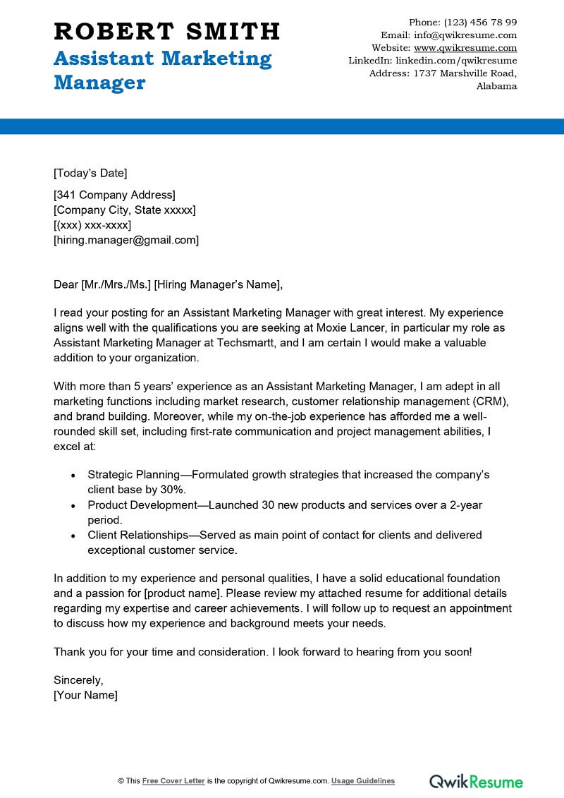 Key Account Manager Cover Letter Examples QwikResume