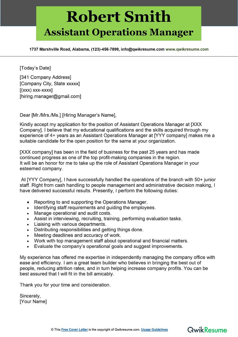 Director Of Operations Cover Letter Examples QwikResume