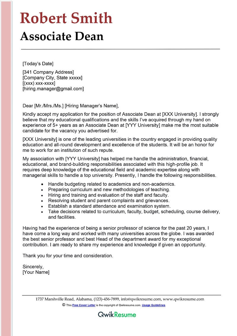 Assistant Professor Cover Letter Examples QwikResume