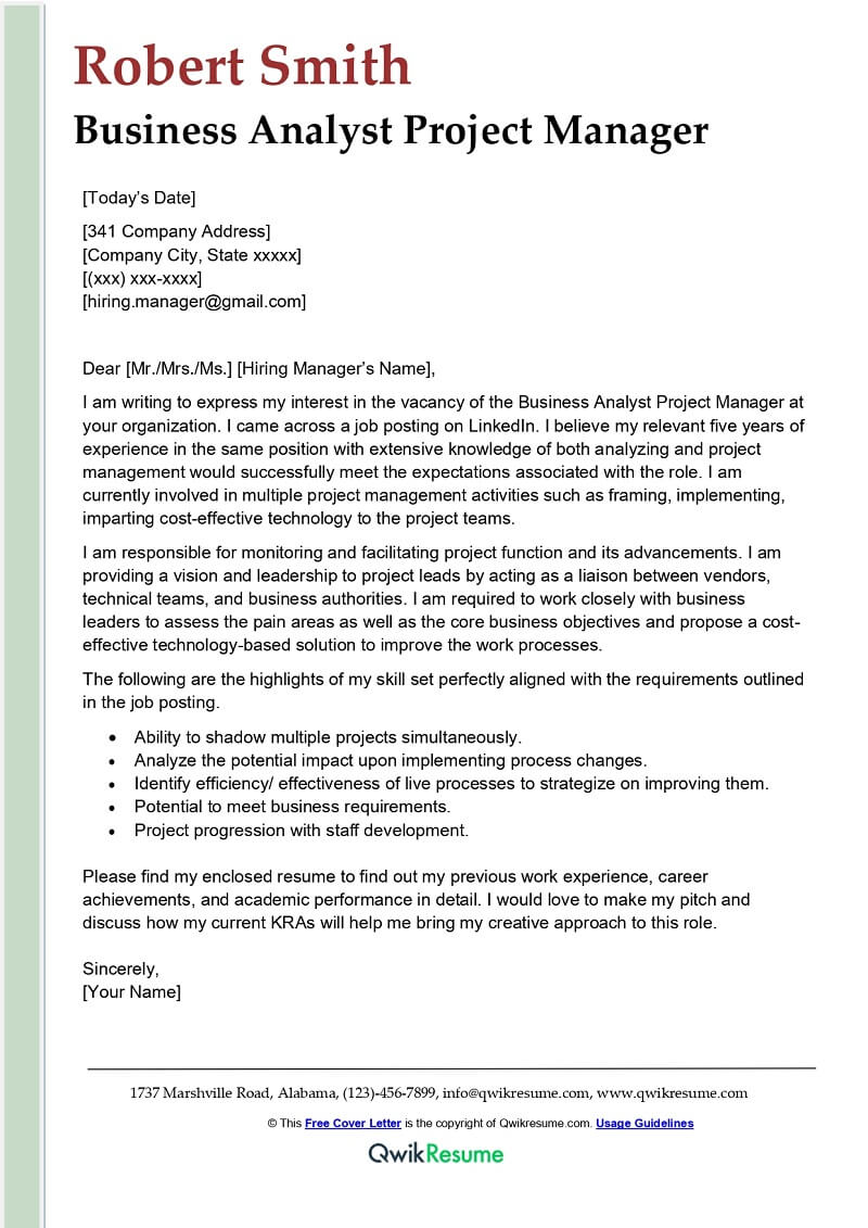 Fine Beautiful Info About Business Analyst Cover Letter Template 
