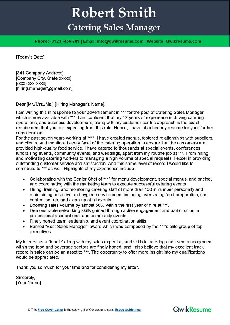 Food Processing Manager Cover Letter Examples QwikResume