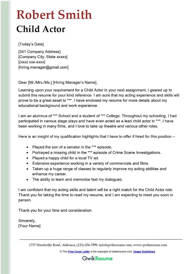 Acting Cover Letters