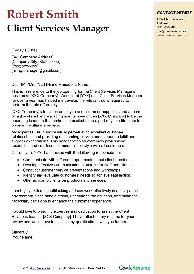 Customer Experience Manager Cover Letter Examples QwikResume