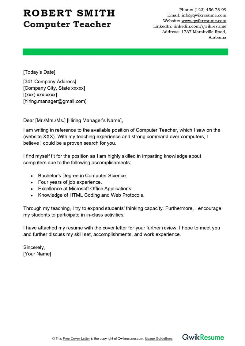 Preschool Teacher Assistant Cover Letter Examples QwikResume