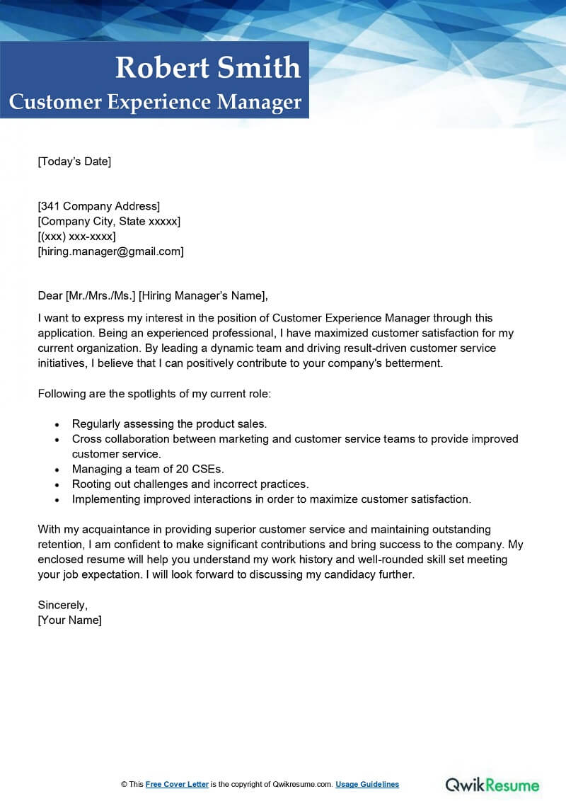 Director Of Customer Service Cover Letter Examples QwikResume