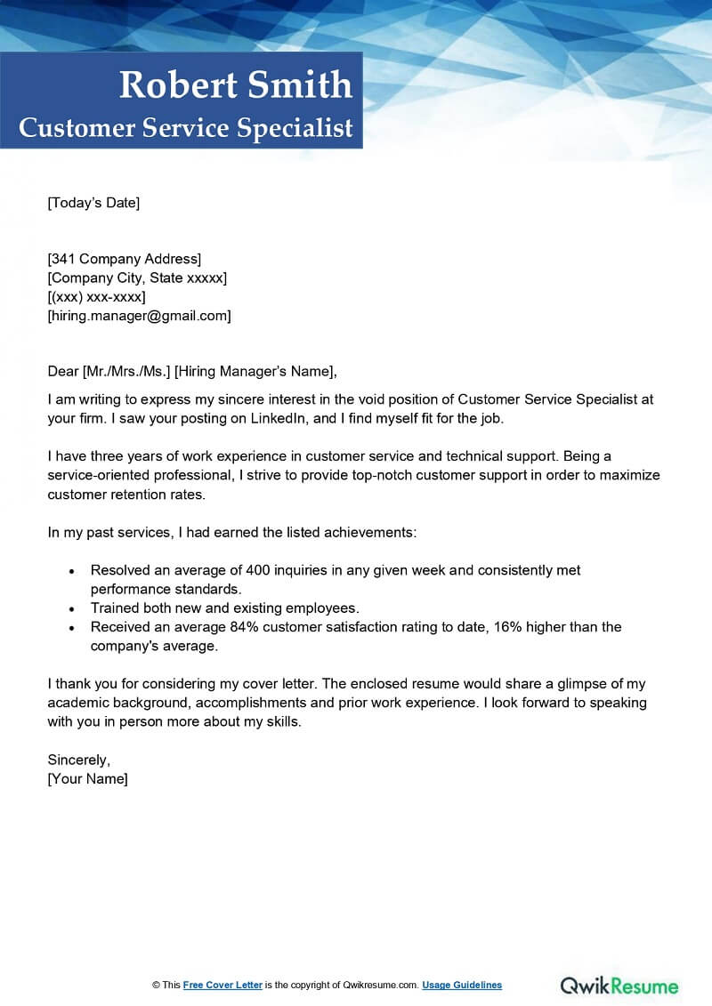 Customer Service Advocate Cover Letter Examples QwikResume