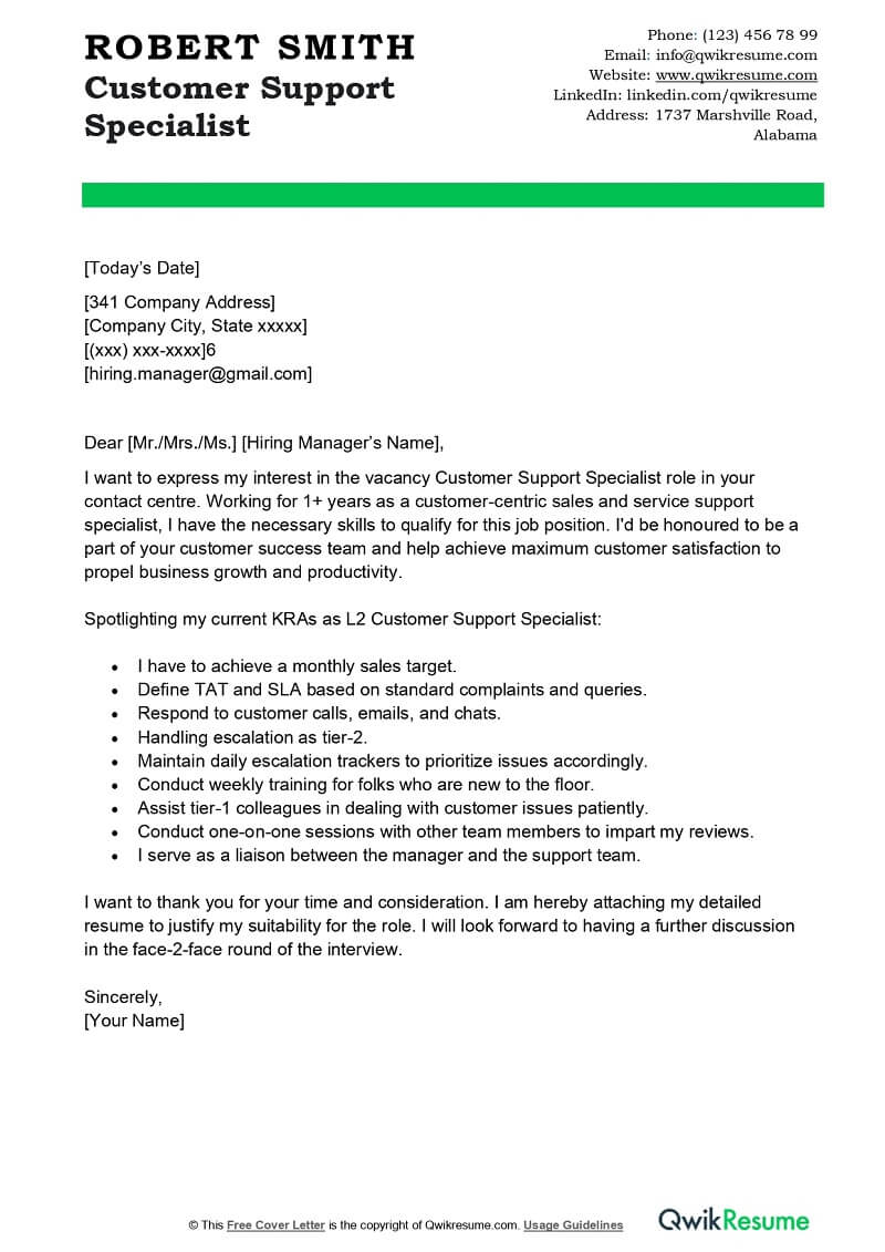 Customer Care Manager Cover Letter Examples QwikResume