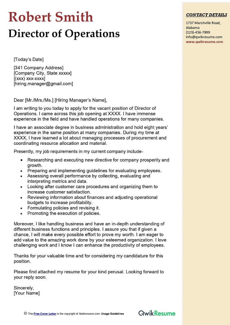 Director Cover Letter HowardRowland Blog