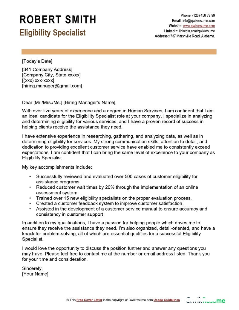 Letter Of Eligibility