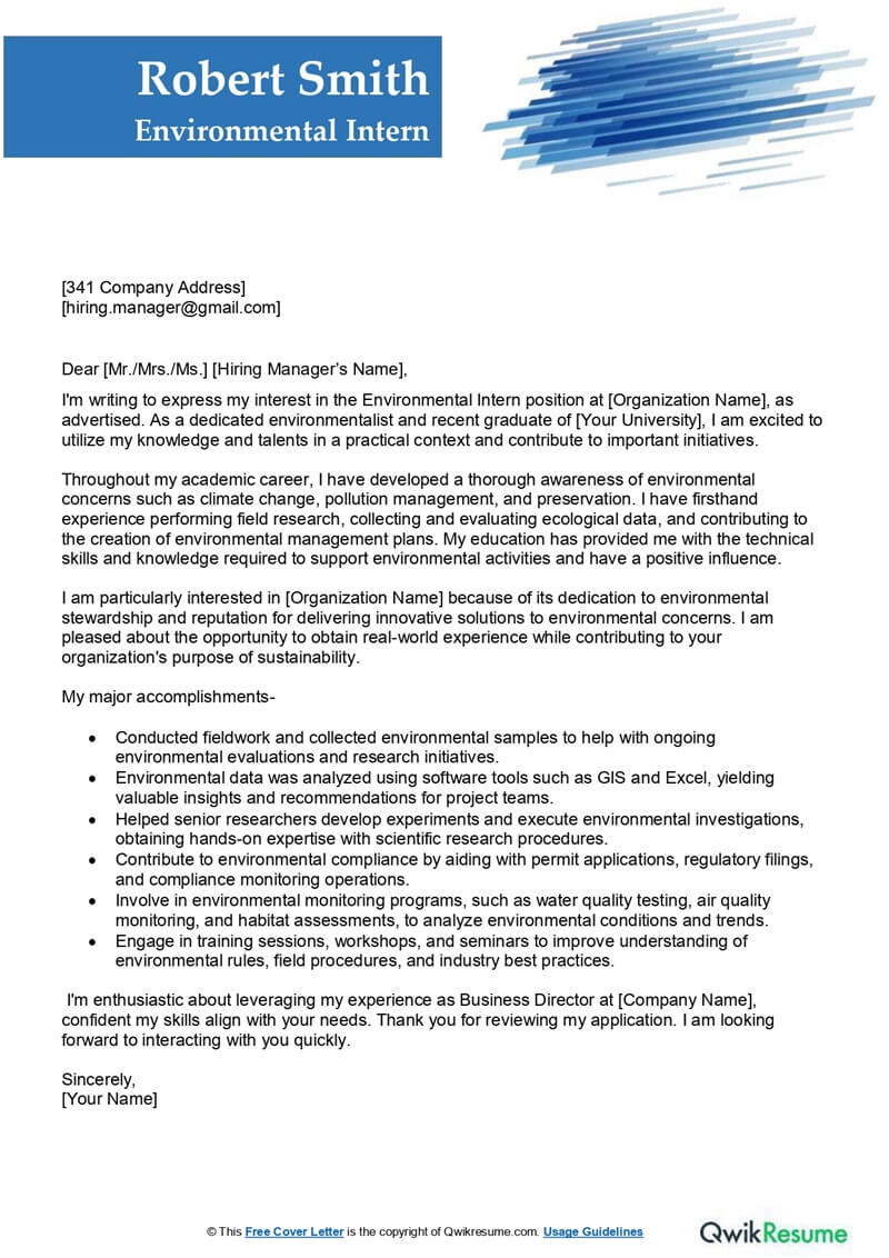 Environmental Science Cover Letter Format Infoupdate Environmental Science Cover Letter Format Infoupdate