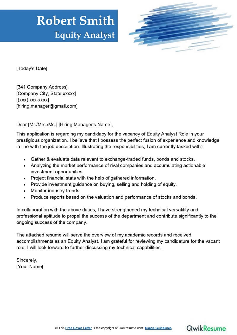 Equity Analyst Cover Letter Examples QwikResume Equity Analyst Cover Letter Examples QwikResume