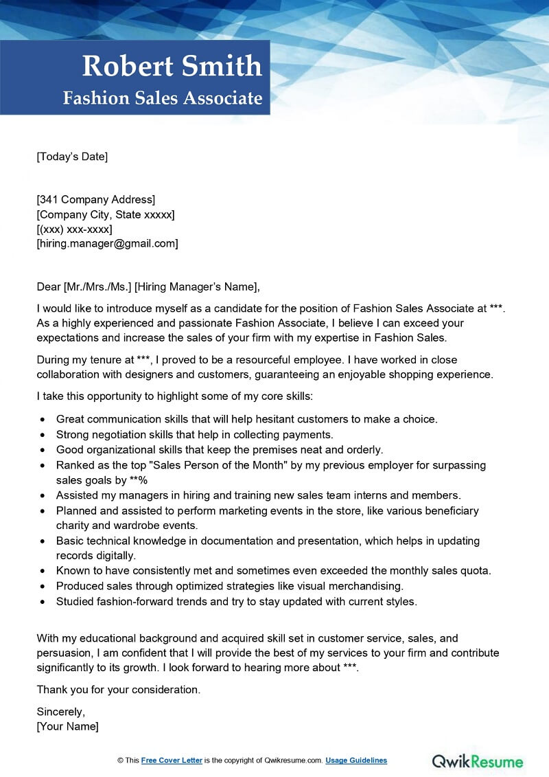 Shop Assistant Cover Letter Examples QwikResume