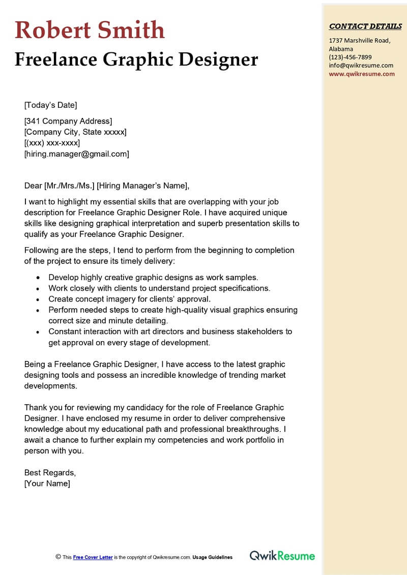 Freelance Graphic Designer Cover Letter Examples QwikResume