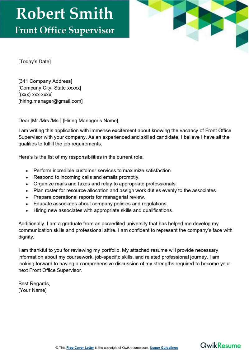Office Manager Cover Letter Examples QwikResume