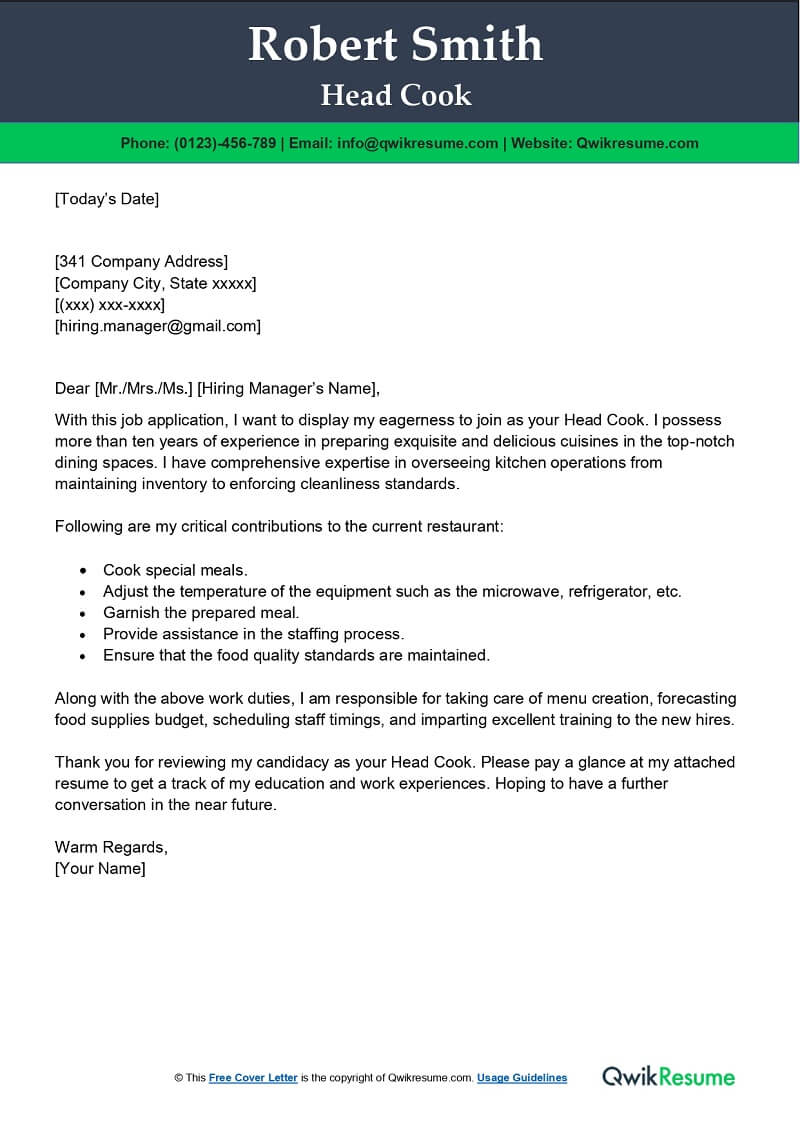 Head Cook Cover Letter Examples QwikResume Head Cook Cover Letter Examples QwikResume