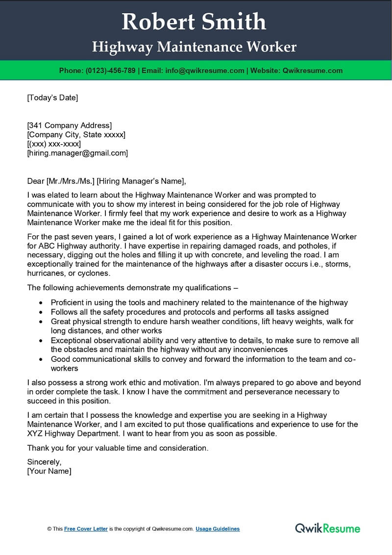 Park Ranger Cover Letter Examples QwikResume