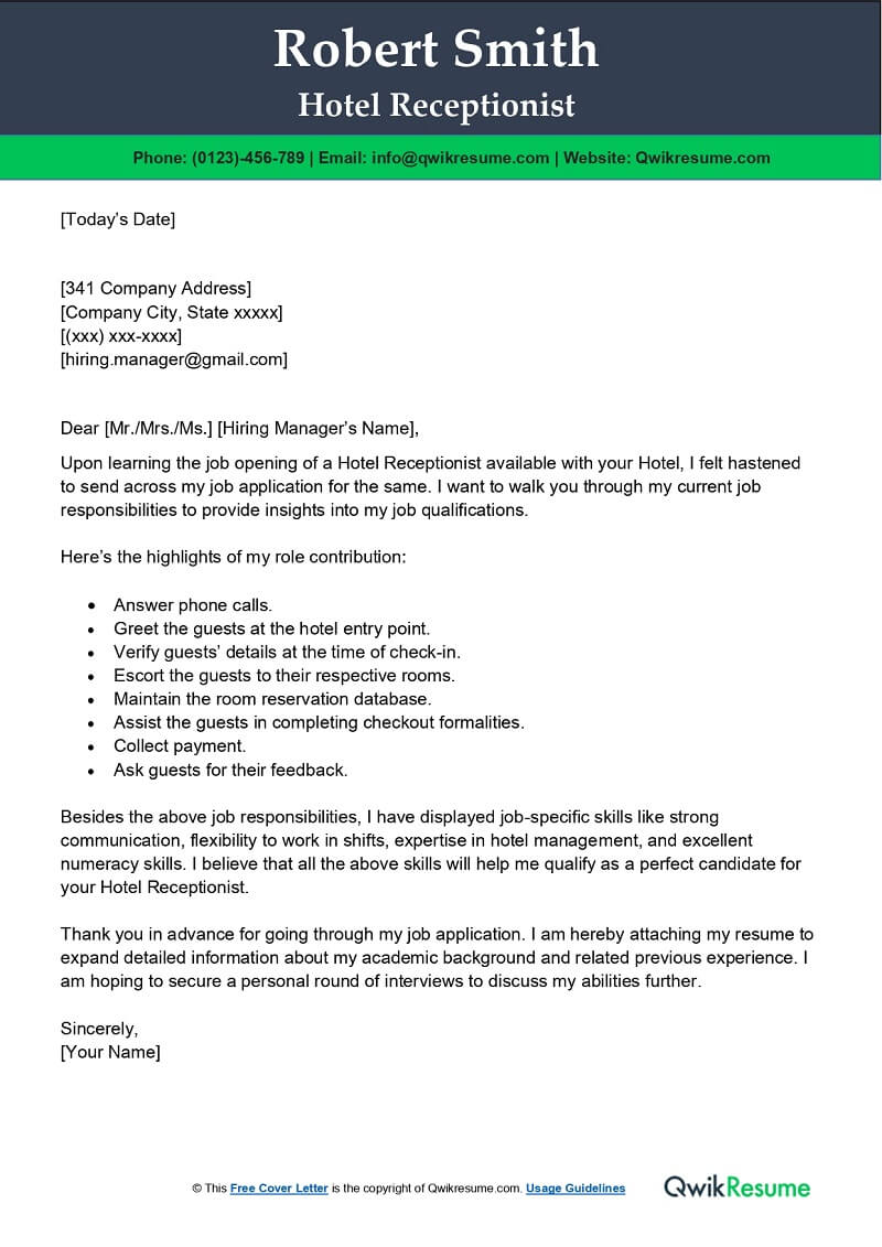 Examples Of Hotel Application Letter At Essie Elkins Blog