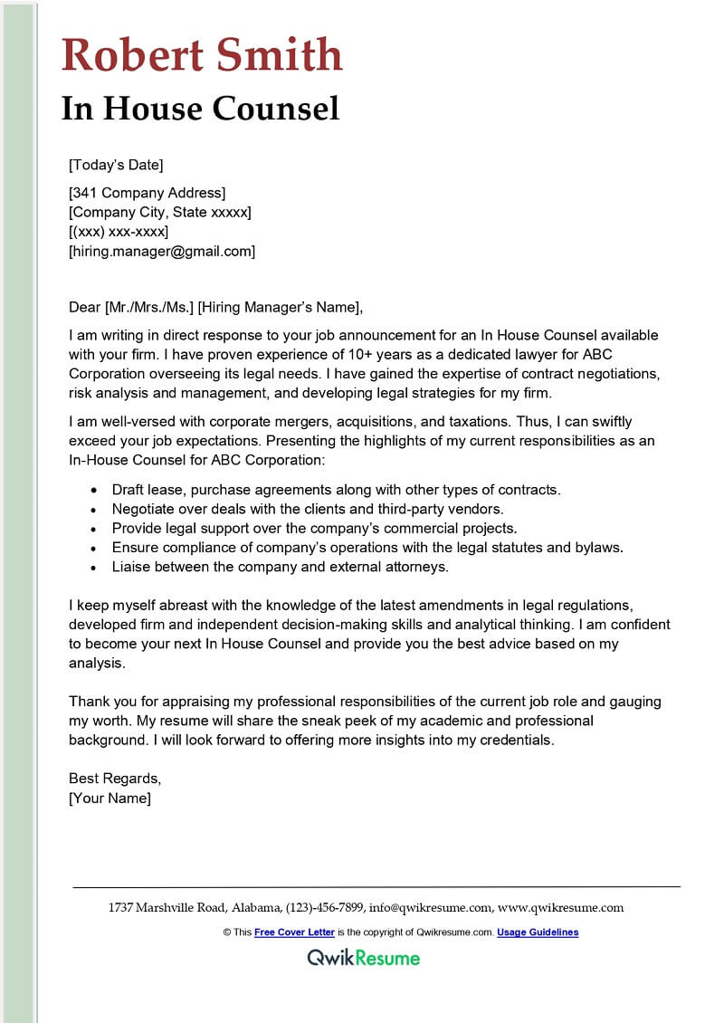 Have A Info About Attorney Cover Letter Examples Cv Format For Student 