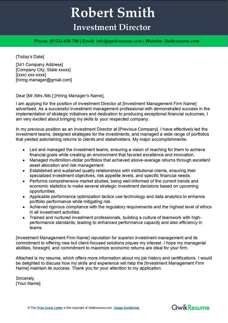 Investment Director Cover Letter Examples QwikResume Investment Director Cover Letter Examples QwikResume