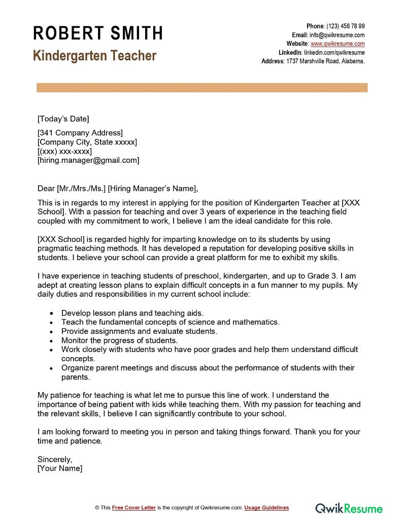 Preschool Teacher Assistant Cover Letter Examples QwikResume