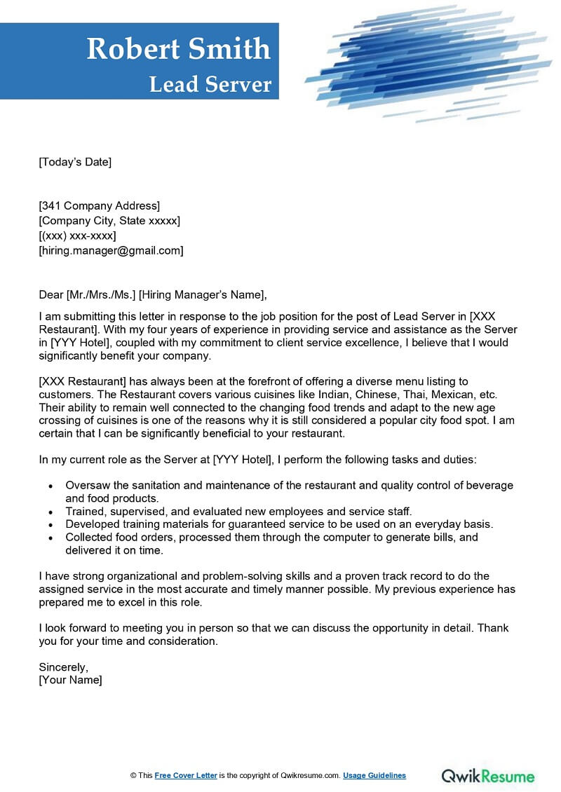Restaurant Cashier Cover Letter Examples QwikResume