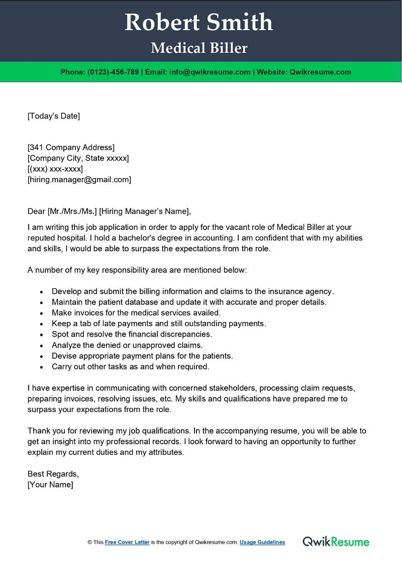 Medical Biller Cover Letter Examples QwikResume
