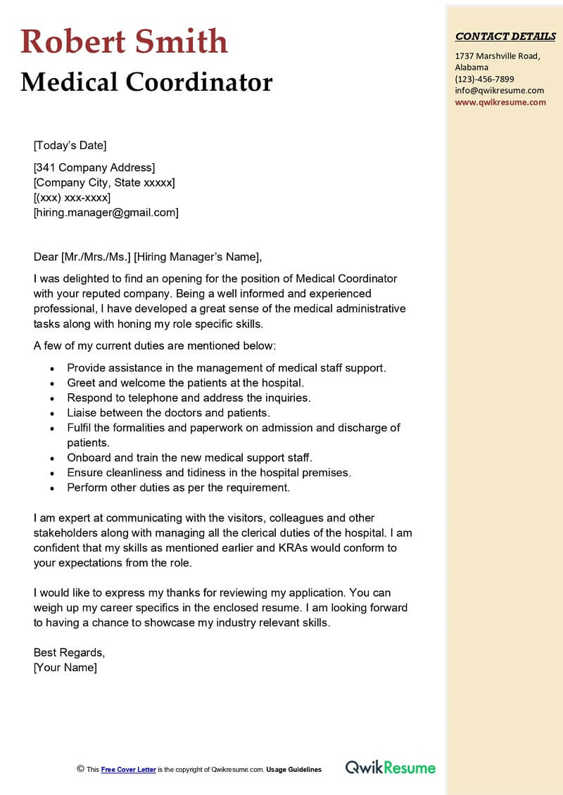 Cover Letter Sample For Medical Doctors Medical Doctor Cover Letter Examples Samples For 2023 