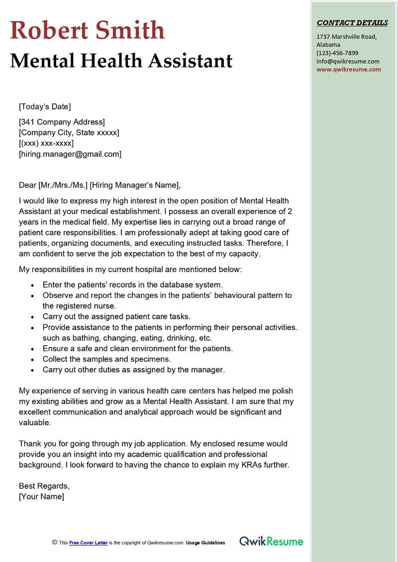 Healthcare Assistant Cover Letter Examples QwikResume
