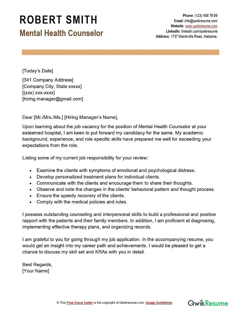 Mental Health Cover Letter Examples LeticiaTillotson Blog
