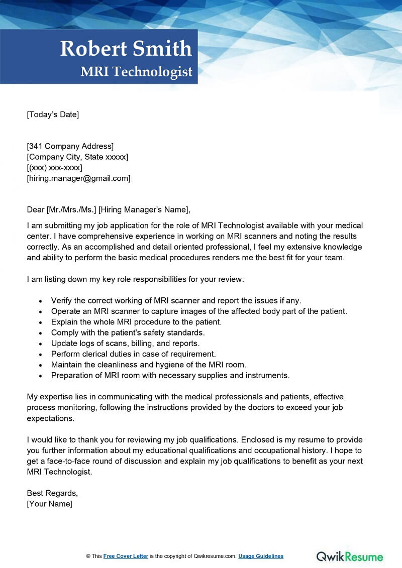 MRI Technologist Cover Letter Examples QwikResume MRI Technologist Cover Letter Examples QwikResume