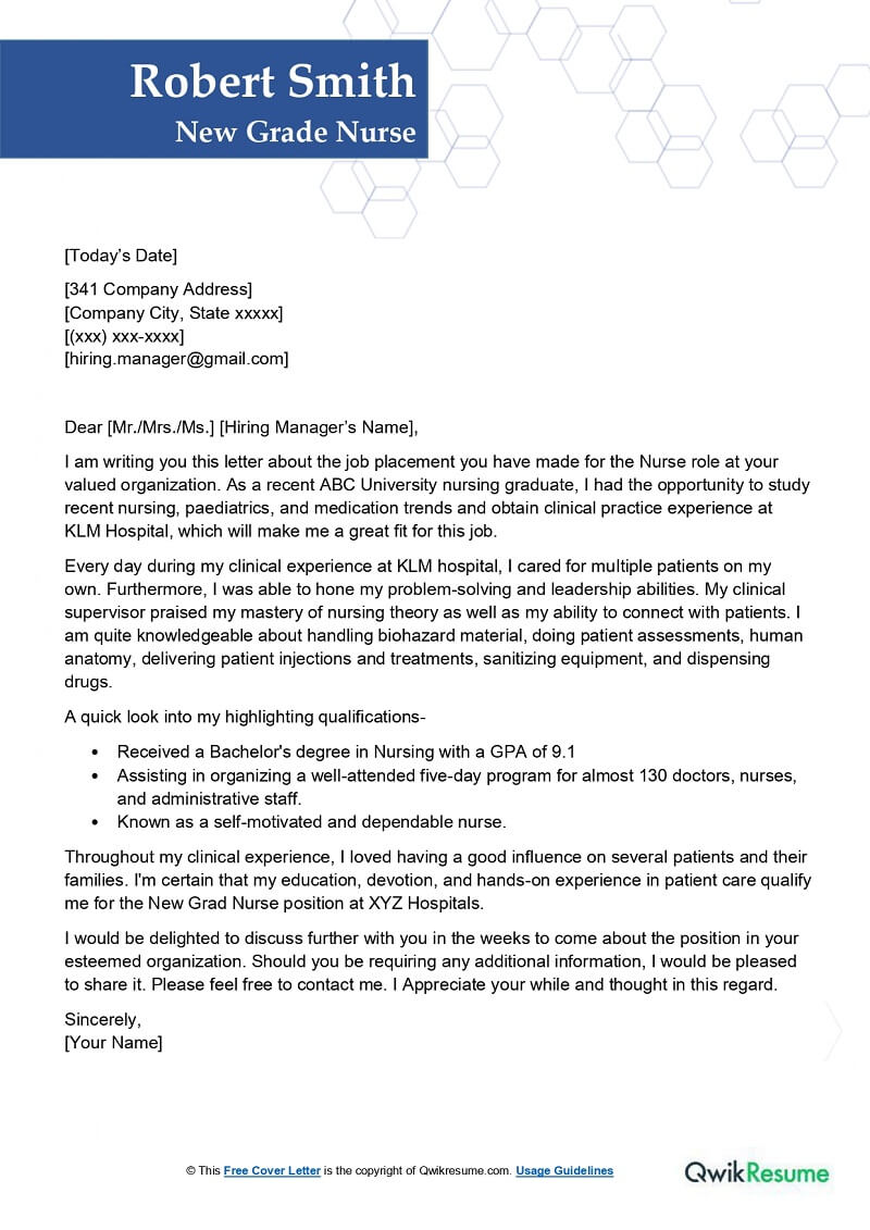 Nursing Cover Letter Exles New Grad Infoupdate