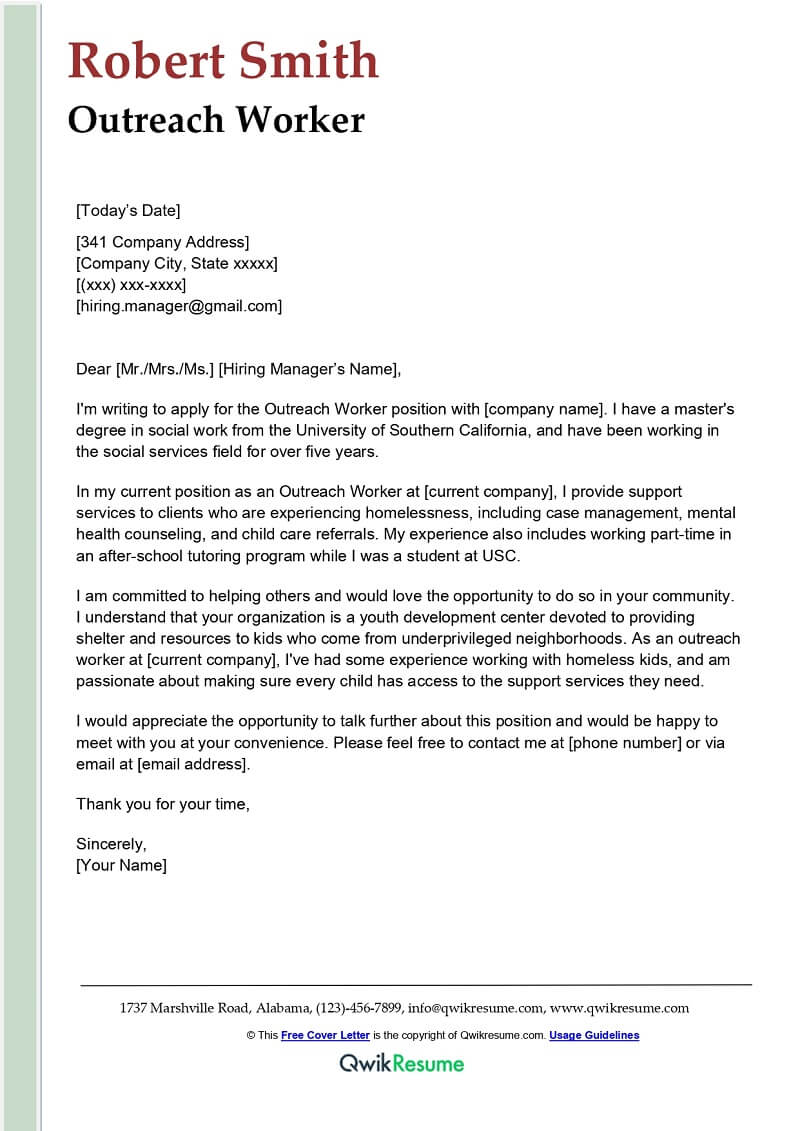 Cover Letter For Homeless Shelter Worker