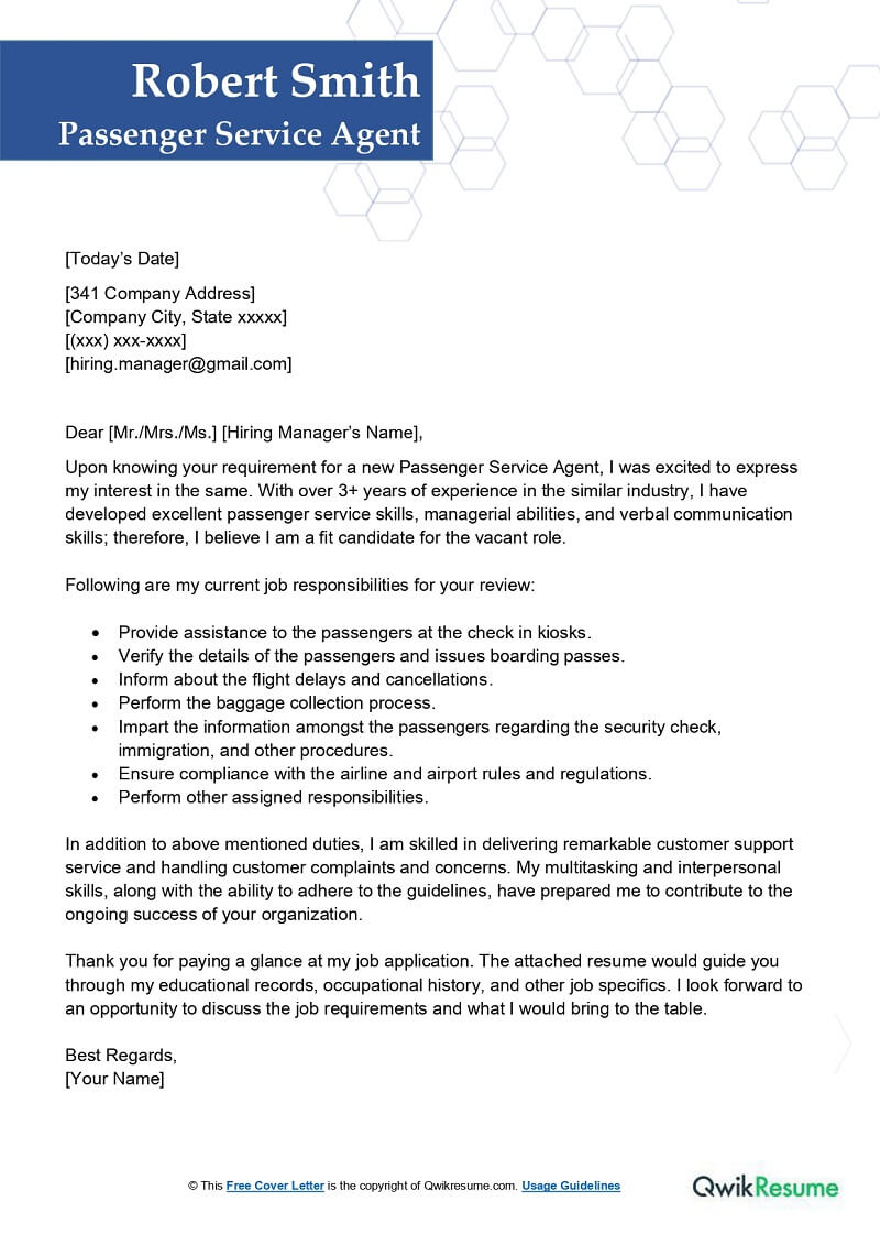 Customer Service Agent Cover Letter Examples QwikResume