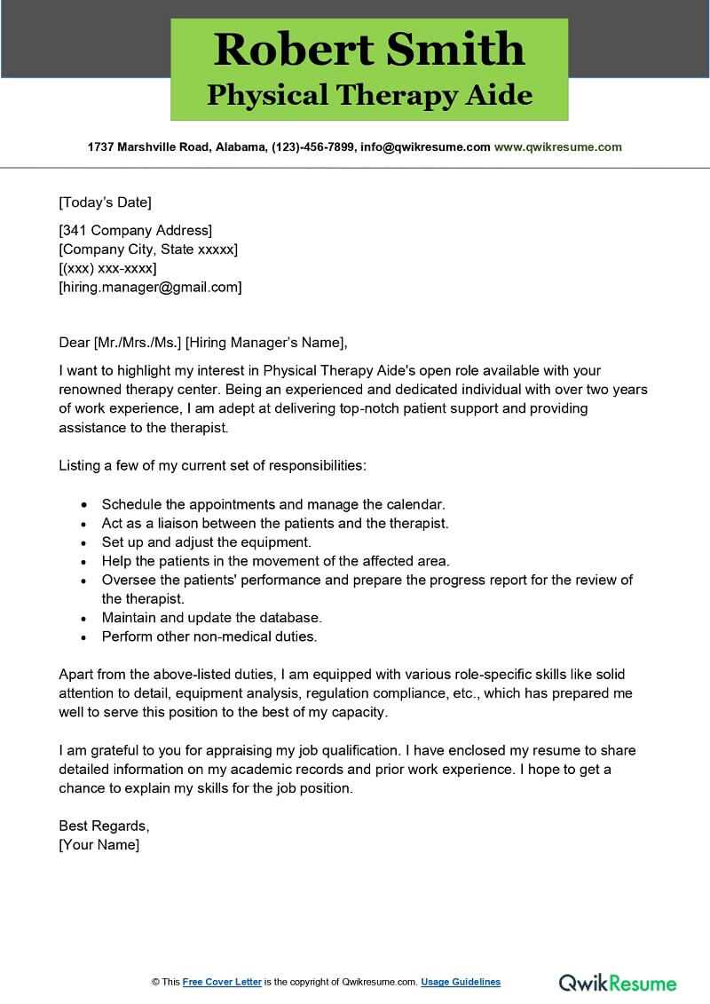 Physical Therapy Aide Cover Letter Linhdinhphotos Blog