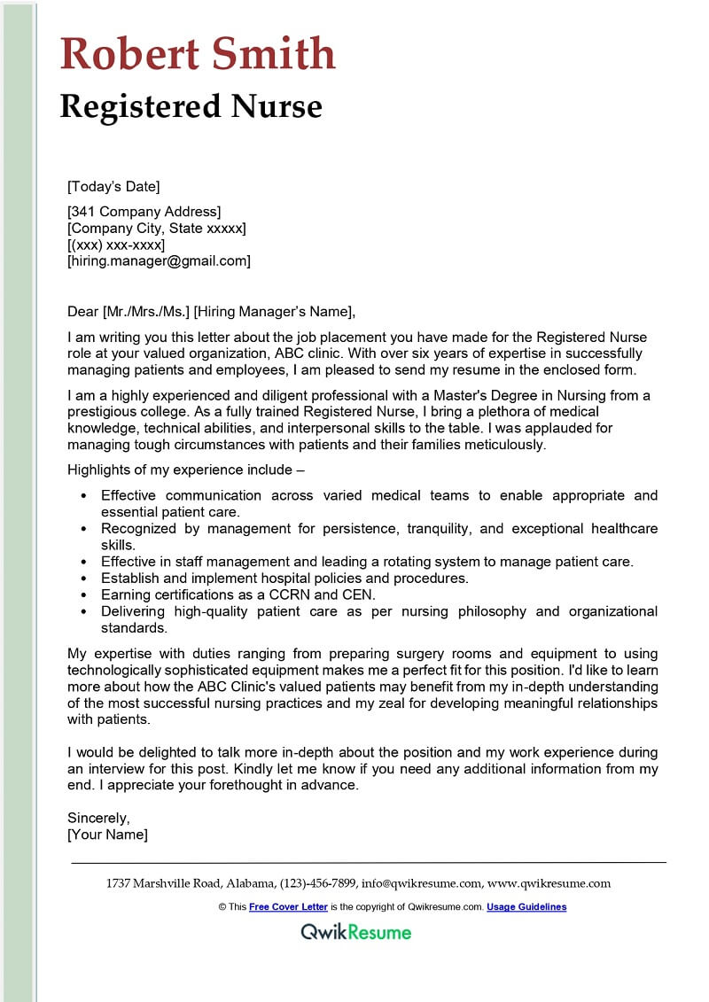 Geriatric Nurse Cover Letter Examples QwikResume