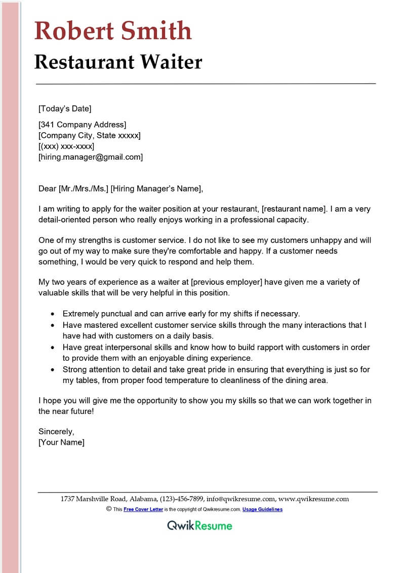  how Do I Write A Cover Letter For A Restaurant Job 