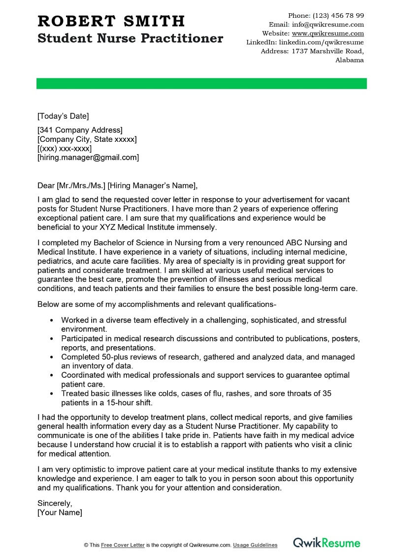Student Nurse Cover Letter Template Infoupdate