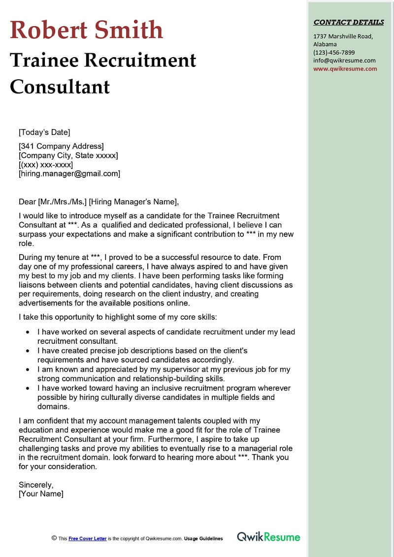 Trainee Cover Letter Examples