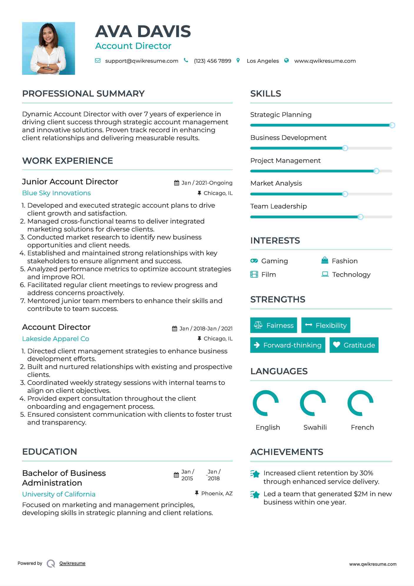Account Director Resume Samples QwikResume