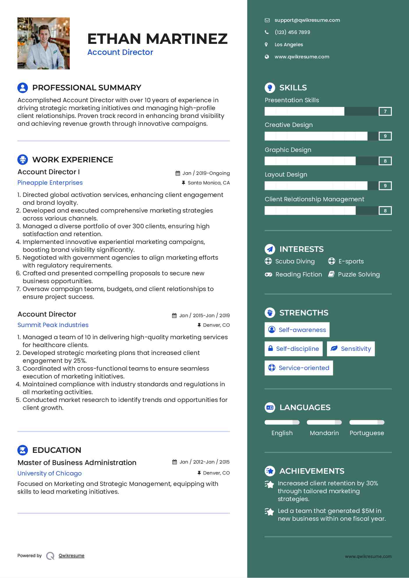 Account Director Resume Samples QwikResume