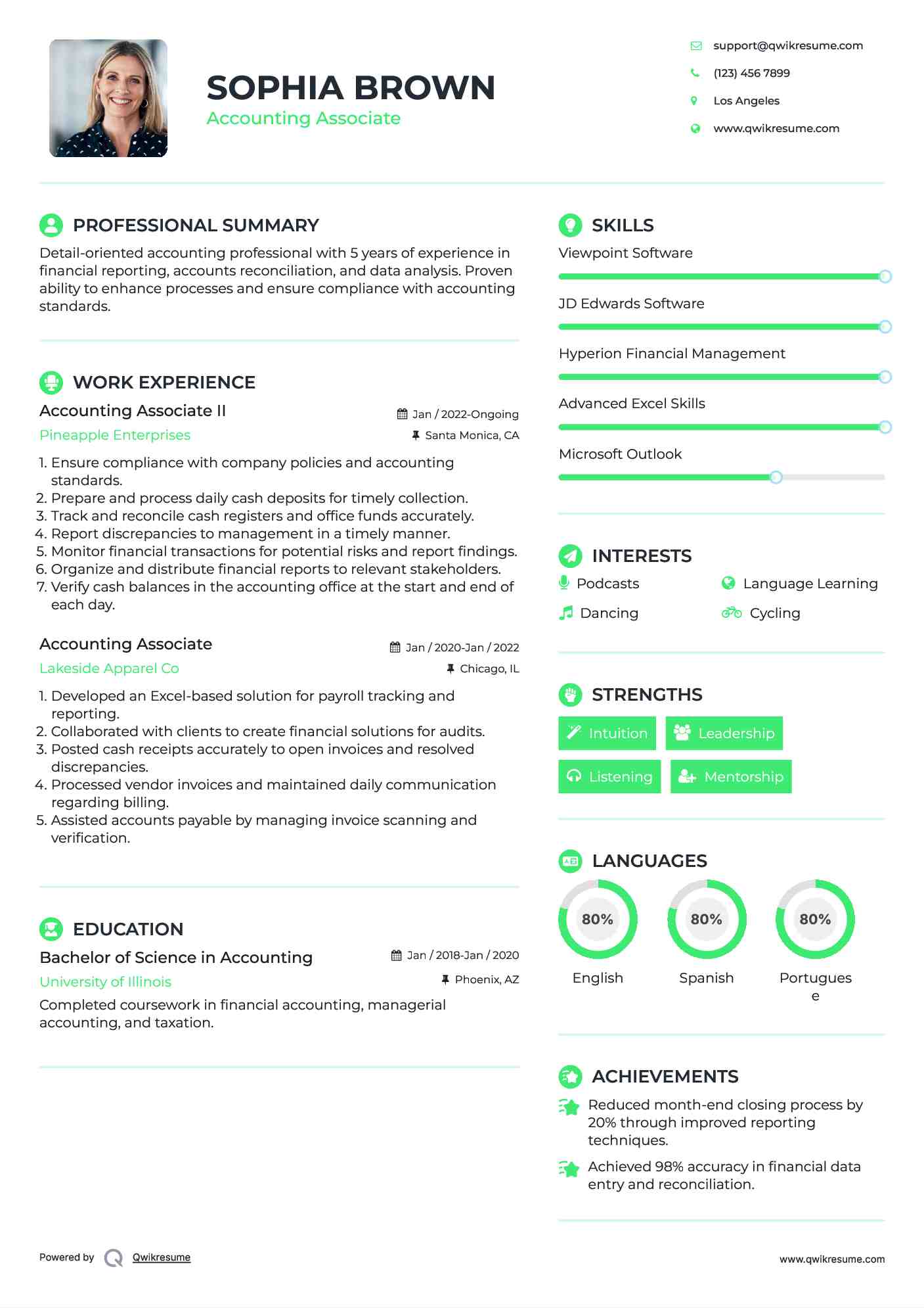 Accounting Associate Resume Samples QwikResume