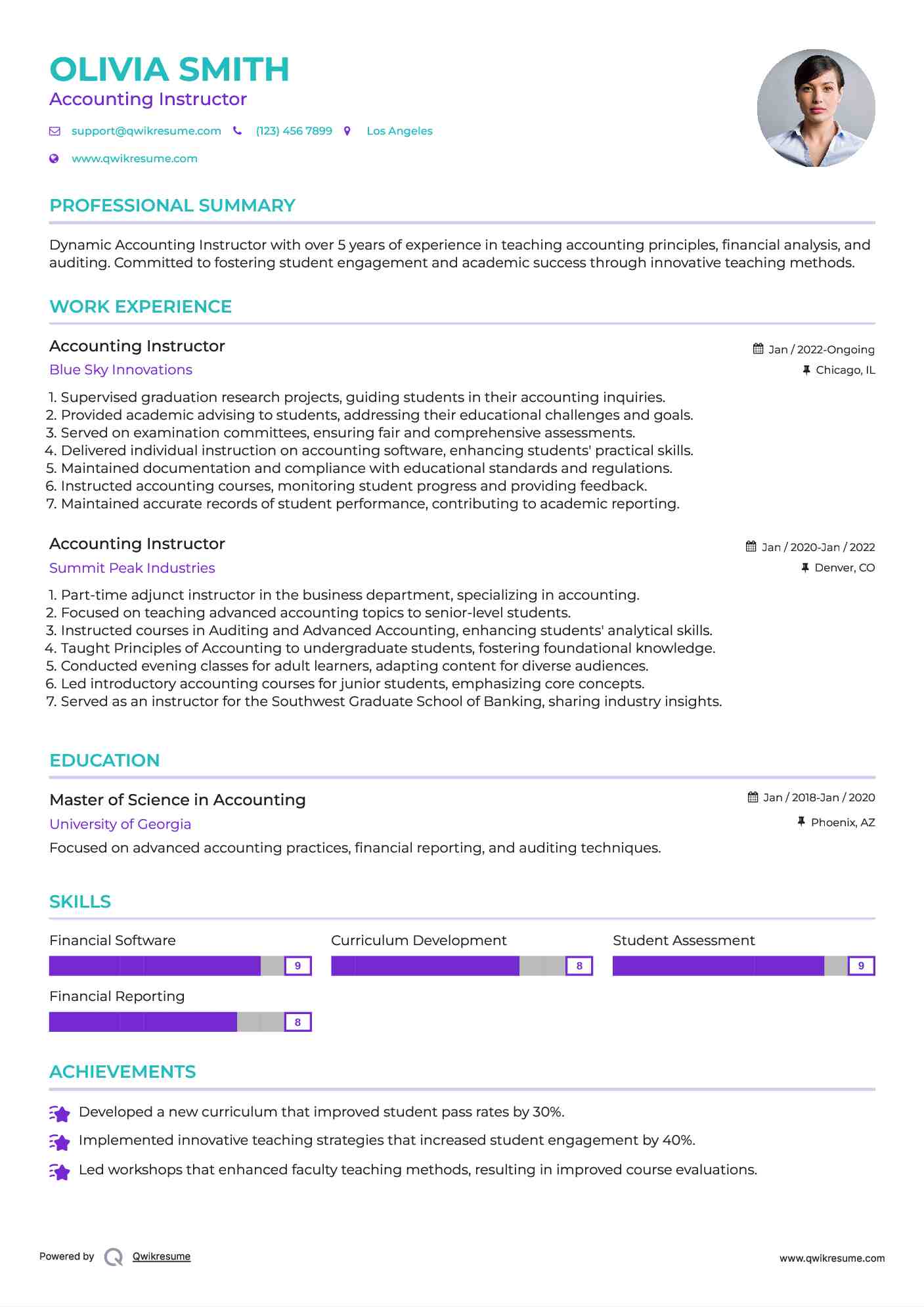10 Accounting Instructor Resume Samples Templates For 2025 10 Accounting Instructor Resume Samples Templates For 2025