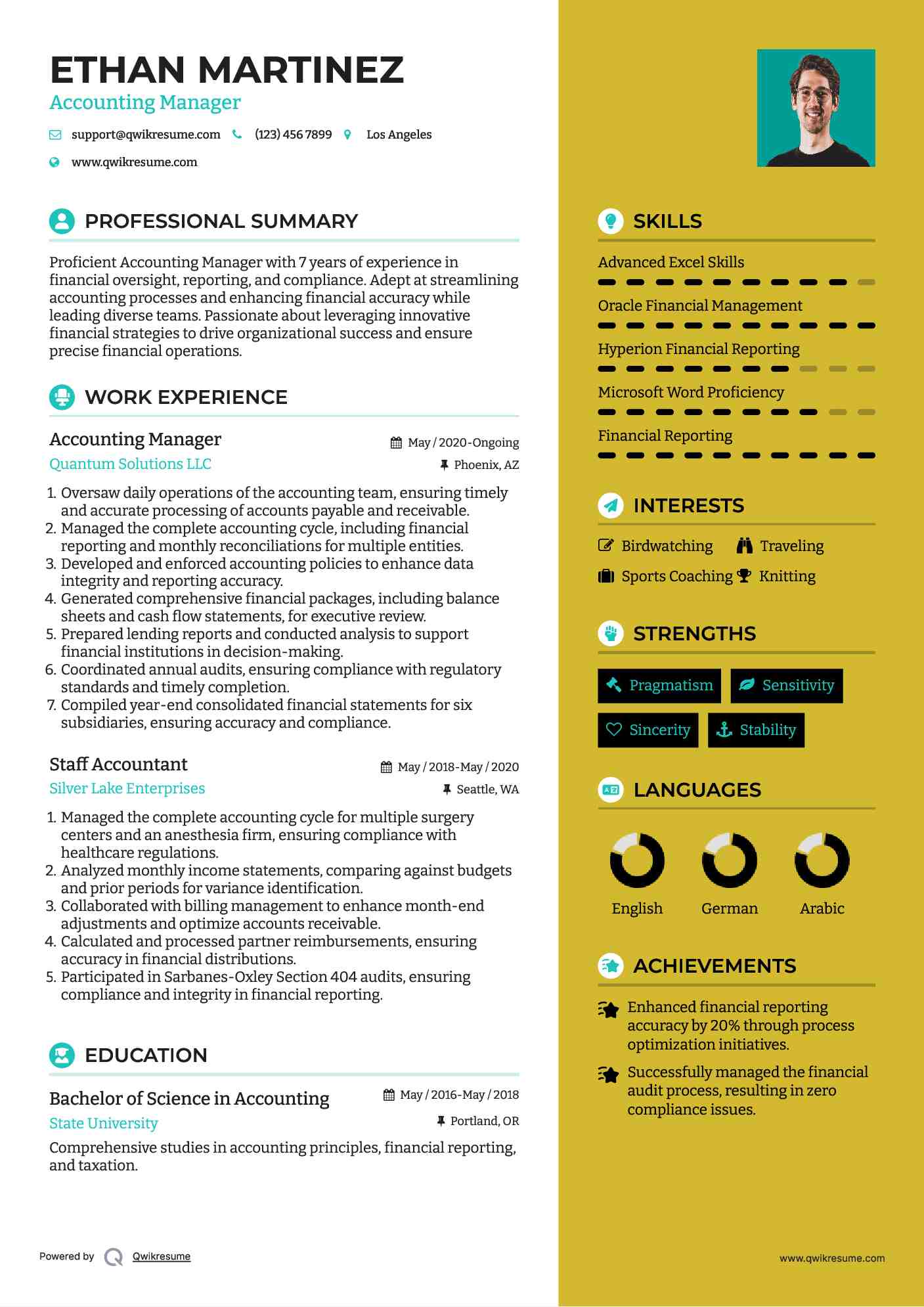 Accounting Manager Resume Samples QwikResume