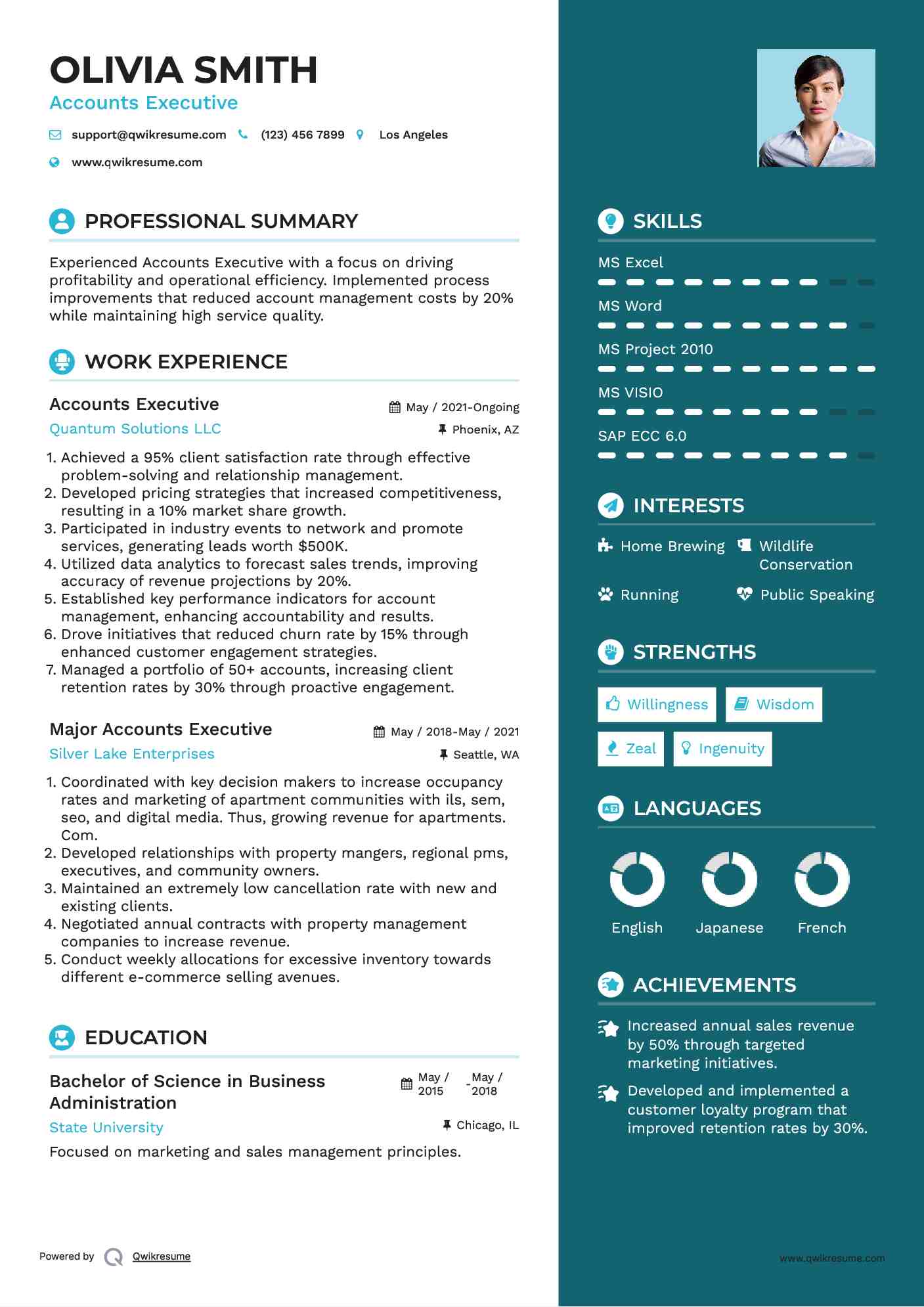 Accounts Executive Resume Samples QwikResume