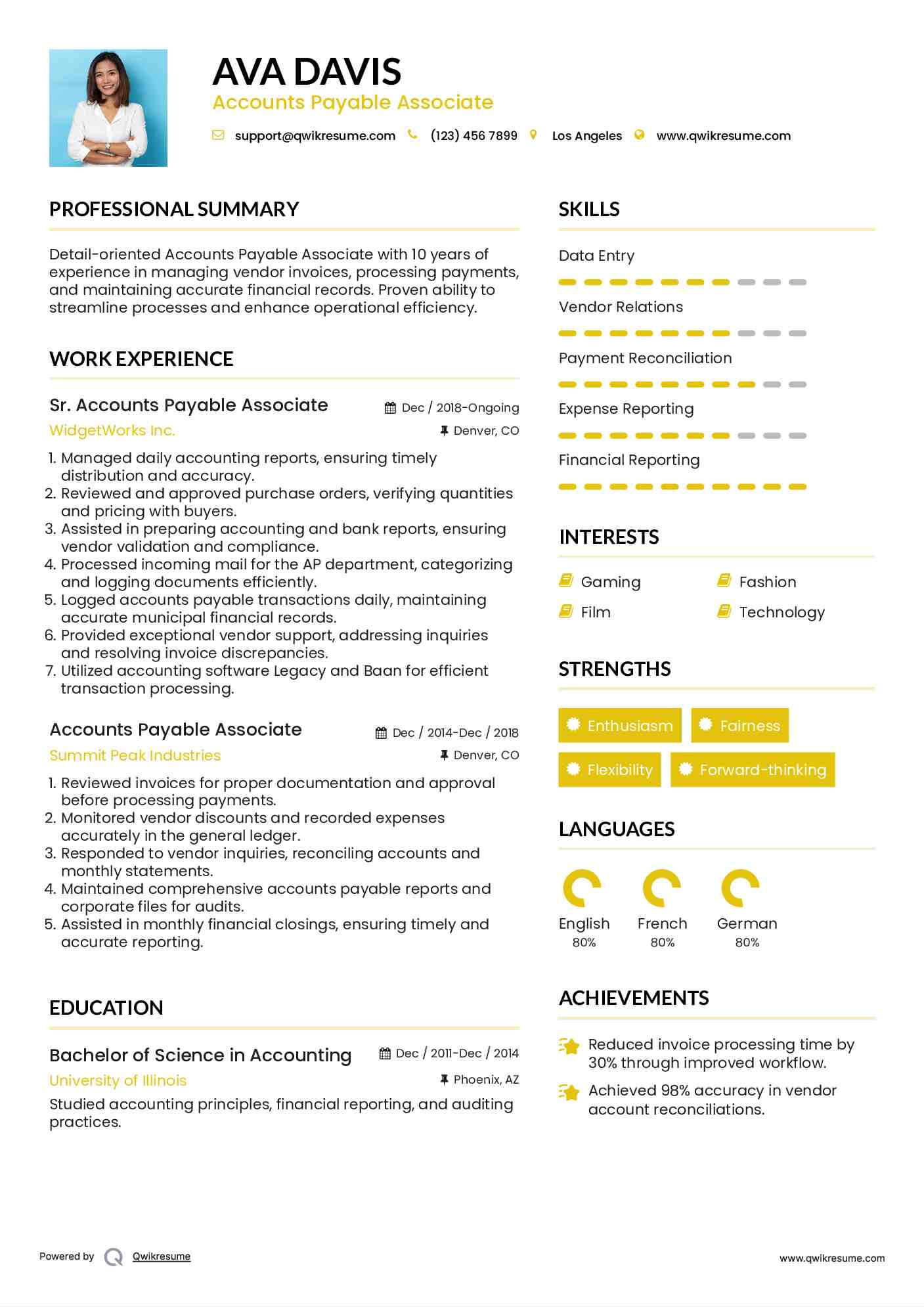 Accounts Payable Associate Resume Samples QwikResume accounts-payable-associate-resume-samples-qwikresume