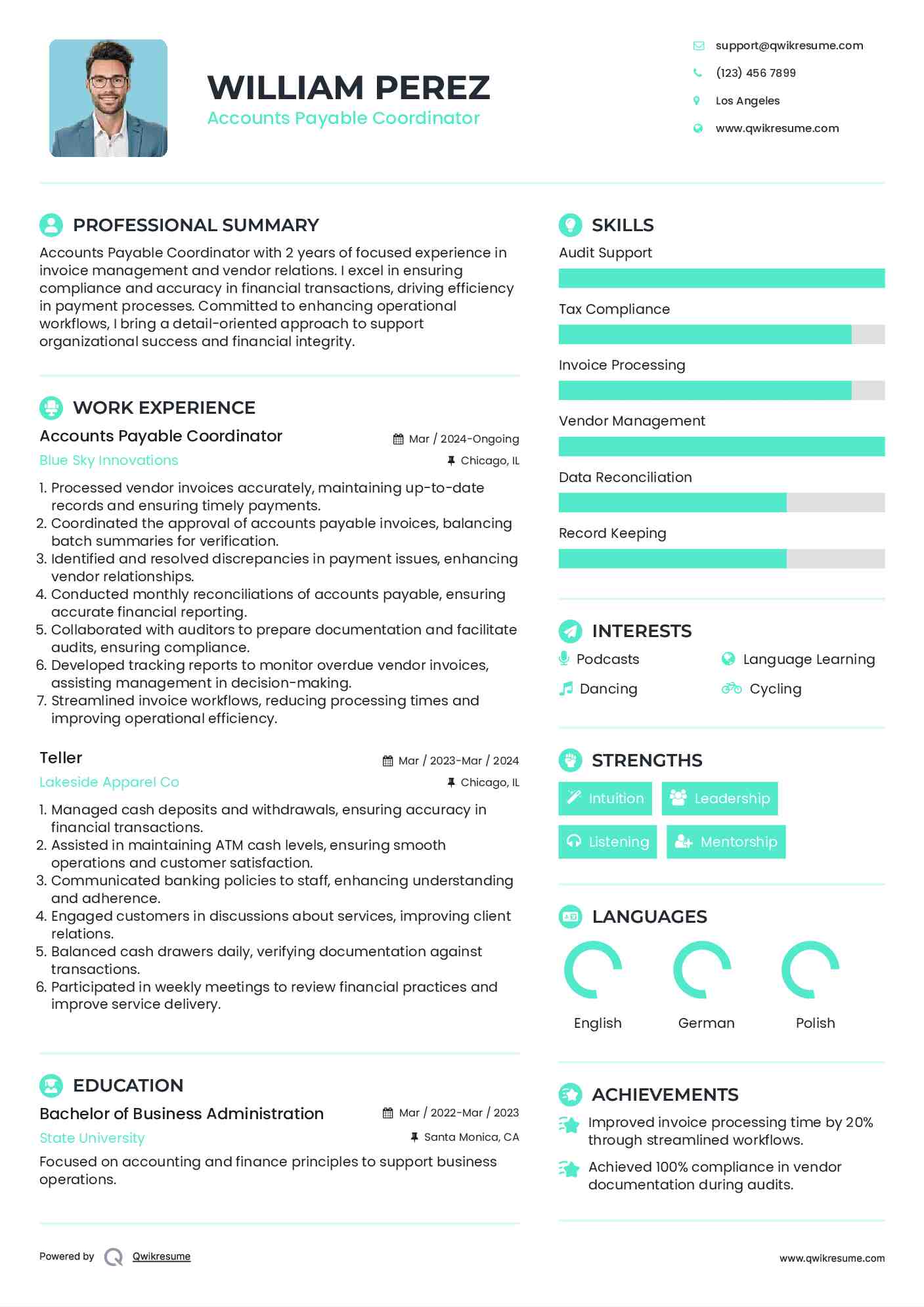 Accounts Payable Coordinator Resume Samples QwikResume