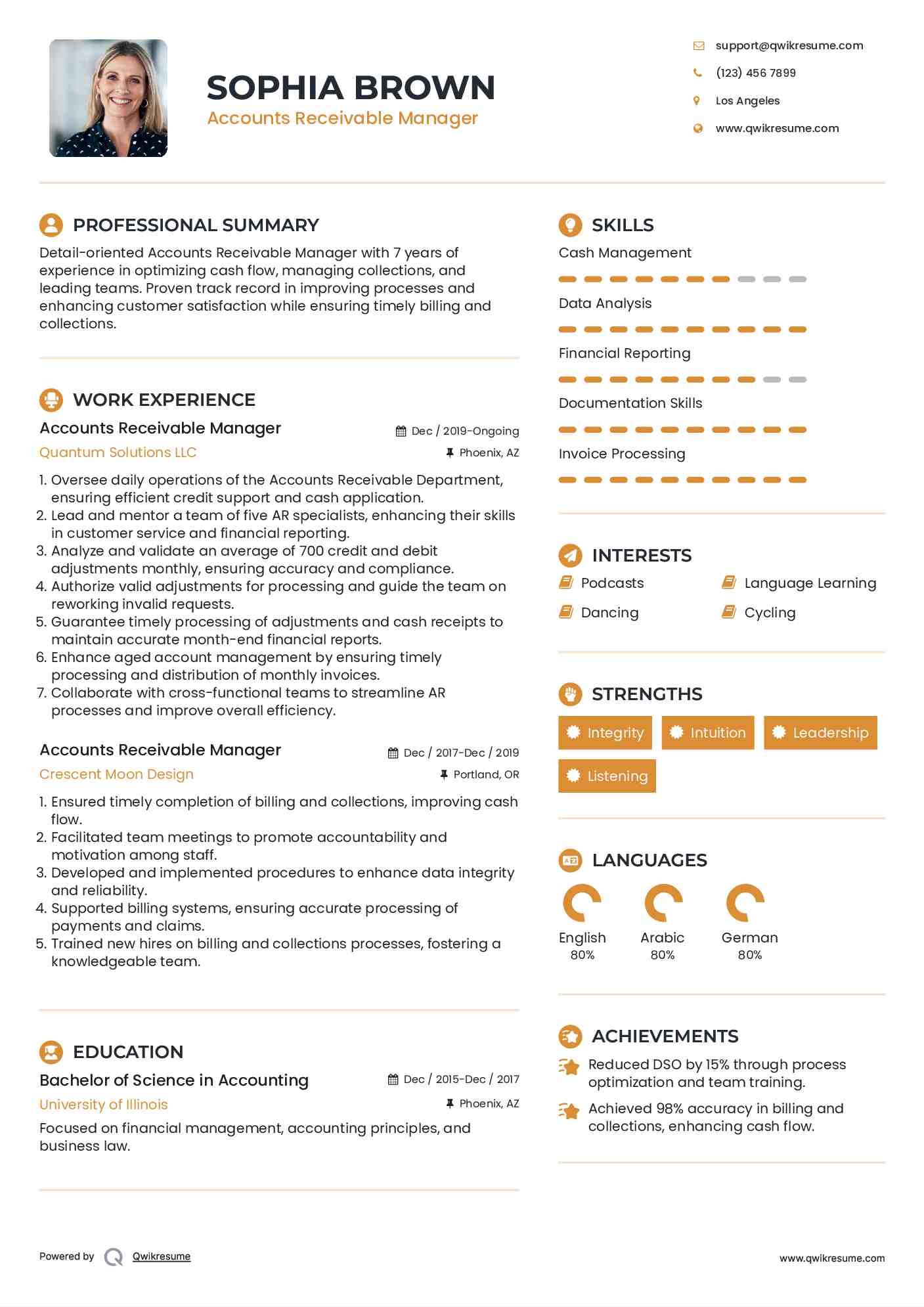Sample Resume For Accounts Receivable Collections For Home Care 